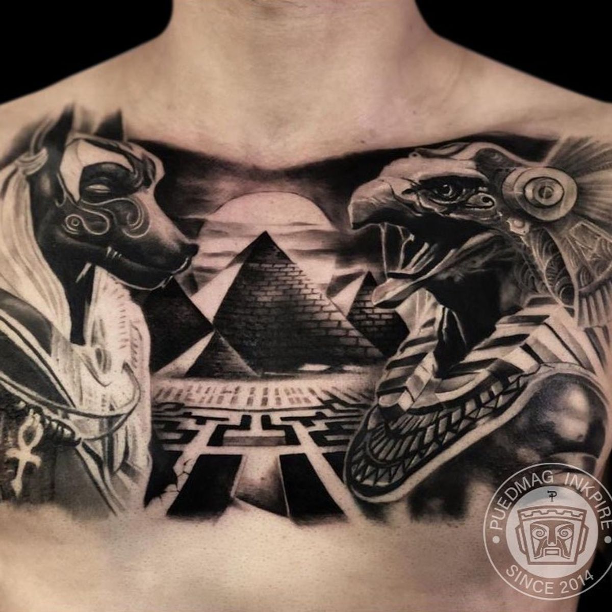 Tattoo uploaded by Tattoodo • Egyptian chest tattoo by puedmag_inkpire ...