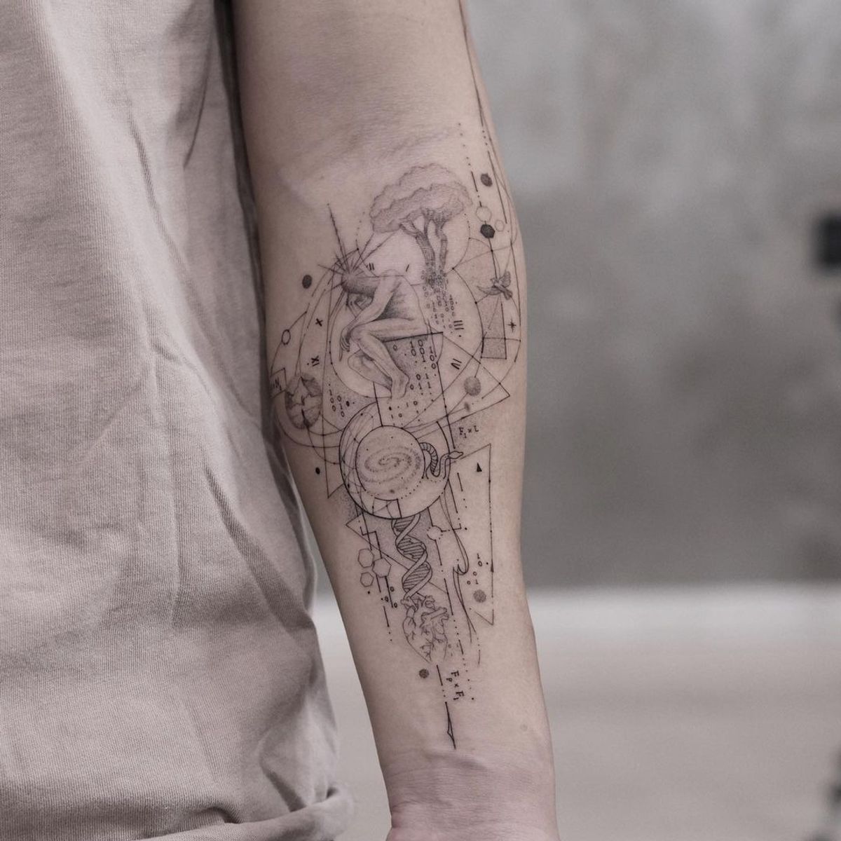 Tattoo uploaded by Natalia • Complex fine line half sleeve • Tattoodo