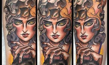 Neo Traditional Girl Head Tattoo