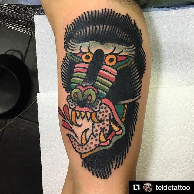Baboon Face Tattoo