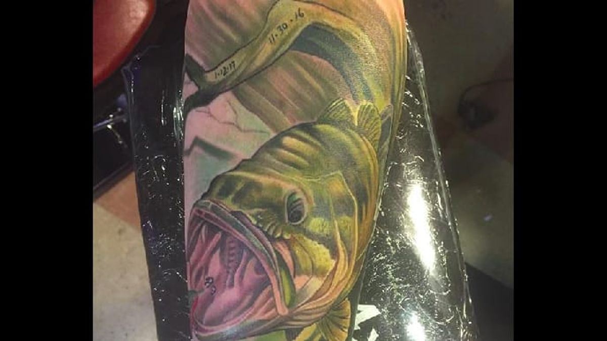 Largemouth Bass Jumping Tattoo