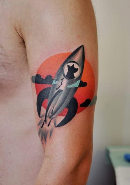 Retro Spaceship Tattoo
