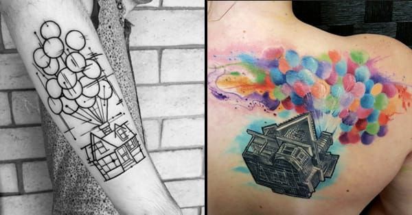 Up Flying House Tattoo