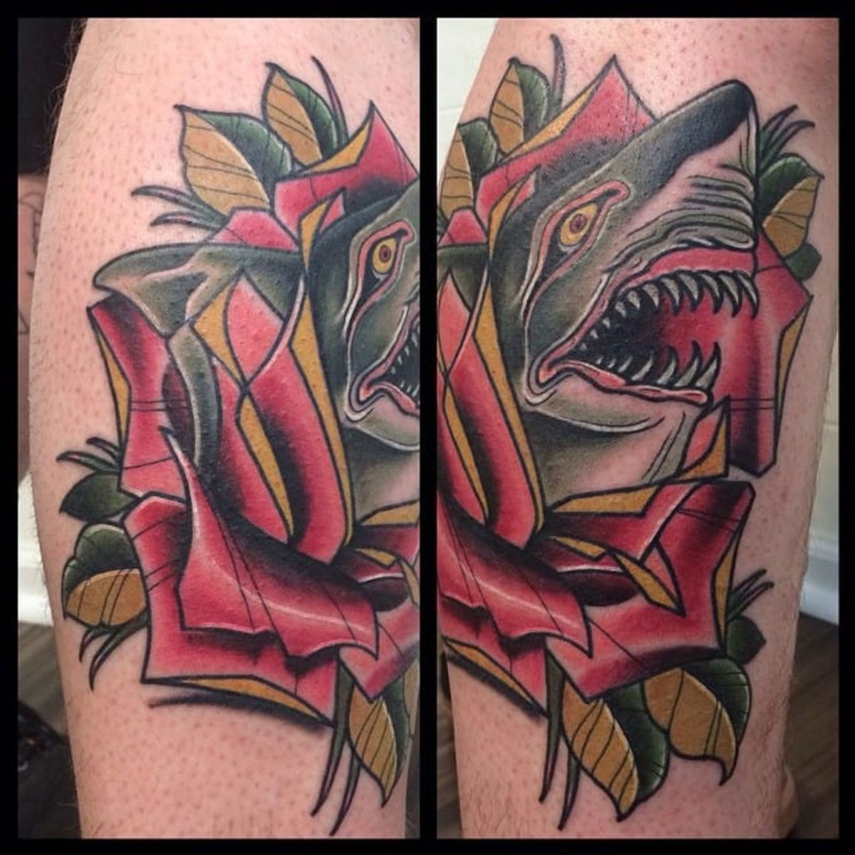 Tattoo uploaded by Robert Davies • Shark Rose Tattoo by Daniel Wall ...