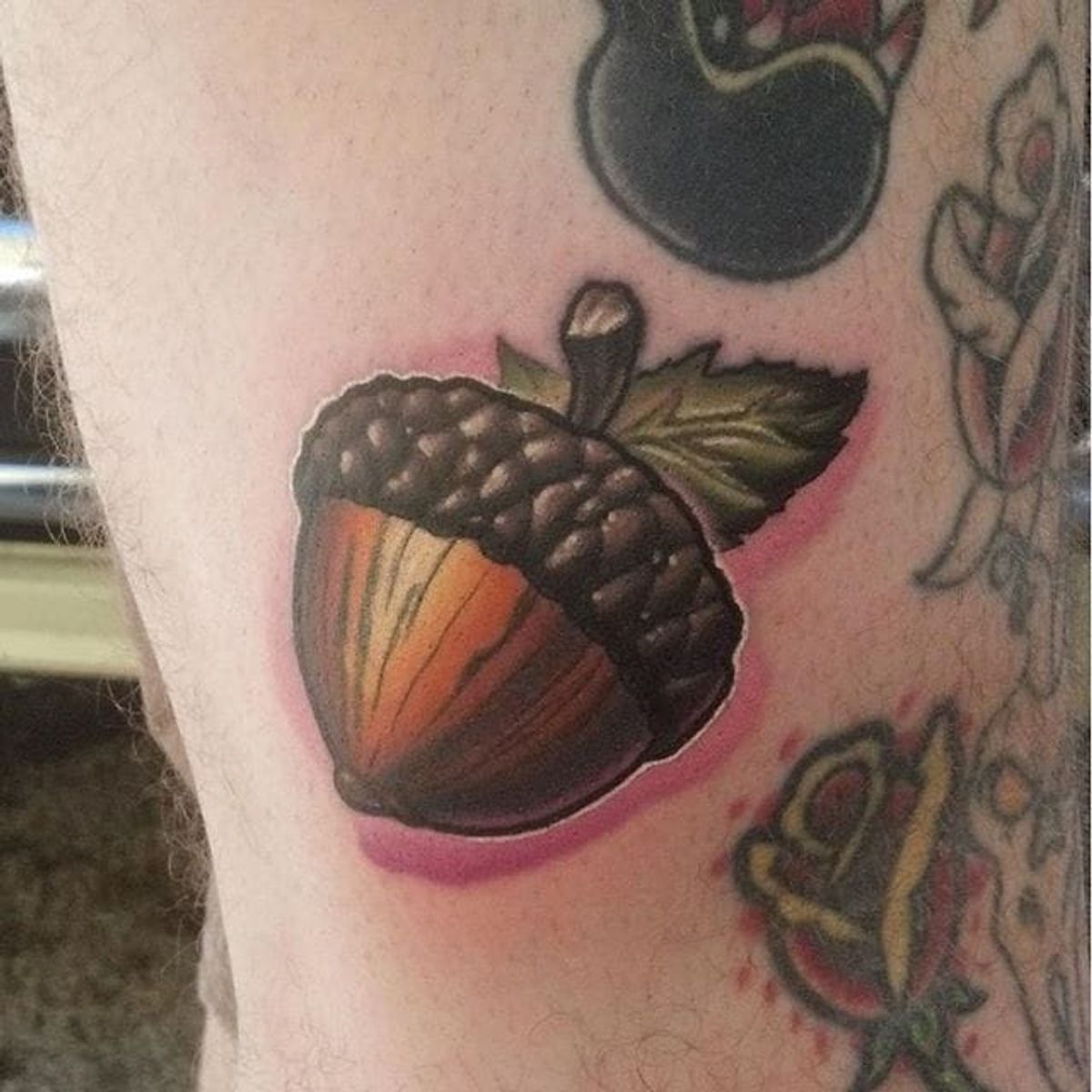 Acorn Foot Tattoo