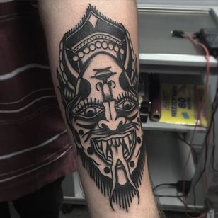 Traditional Devil Face Tattoo