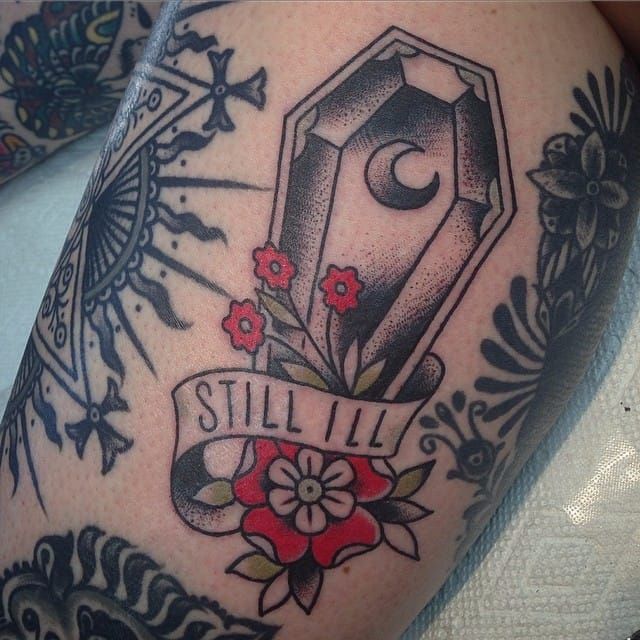 Traditional Coffin Tattoo Designs