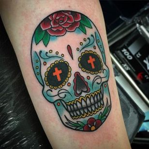 Neo Traditional Sugar Skull Tattoo