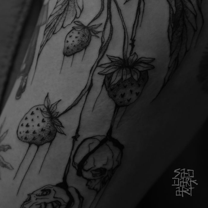 Gothic Strawberries and Skulls • Tattoodo