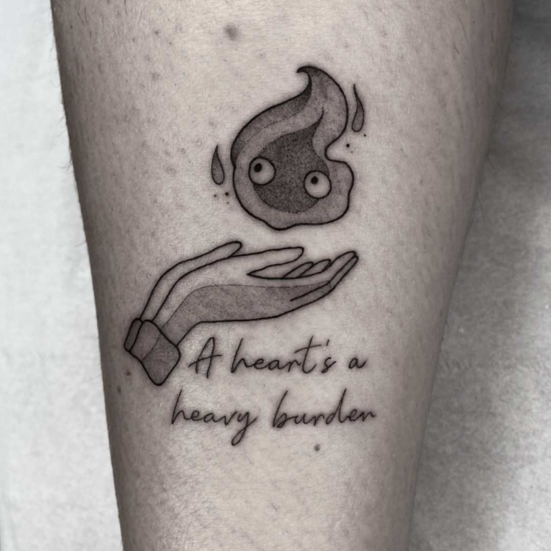 Small fine line Calcifer tattoo by Barbara Nobody • Tattoodo