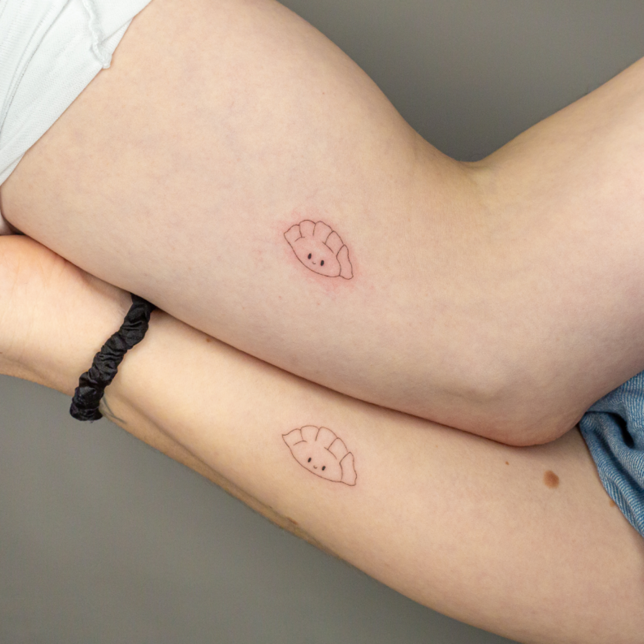 Cute Dumpling Fine Line Matching Tattoo • Tattoodo