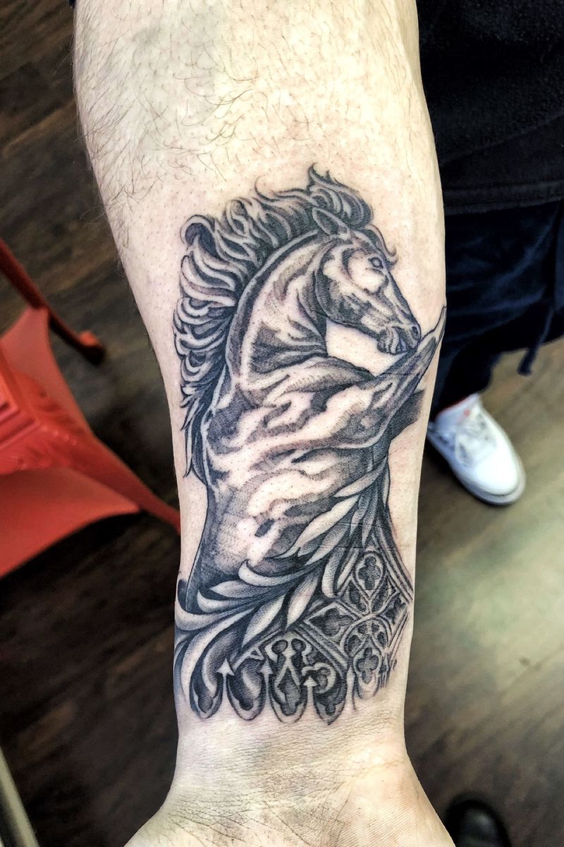 Tattoo uploaded by Elva Stefanie • Blackwerk fineline horse • Tattoodo