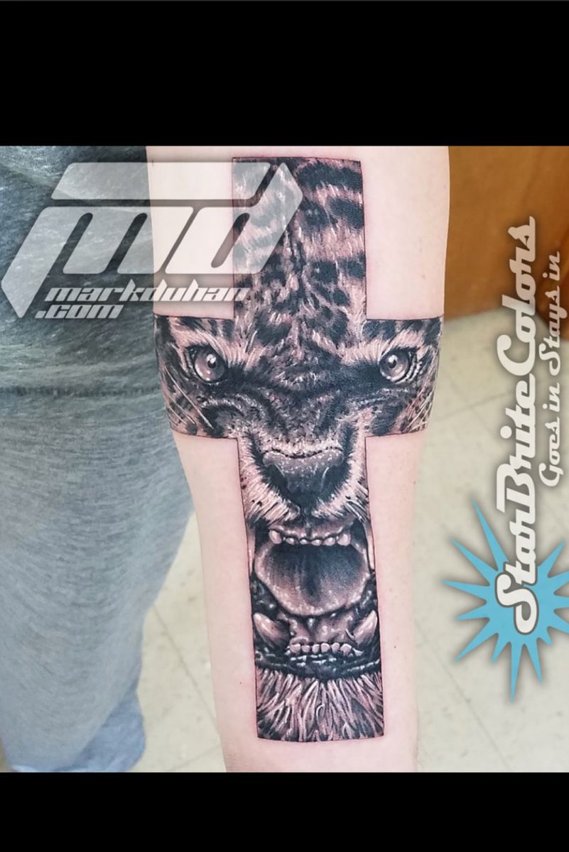Tattoo uploaded by Kevin Stowell • Tiger Cross Tattoo!! Artist- Mark ...