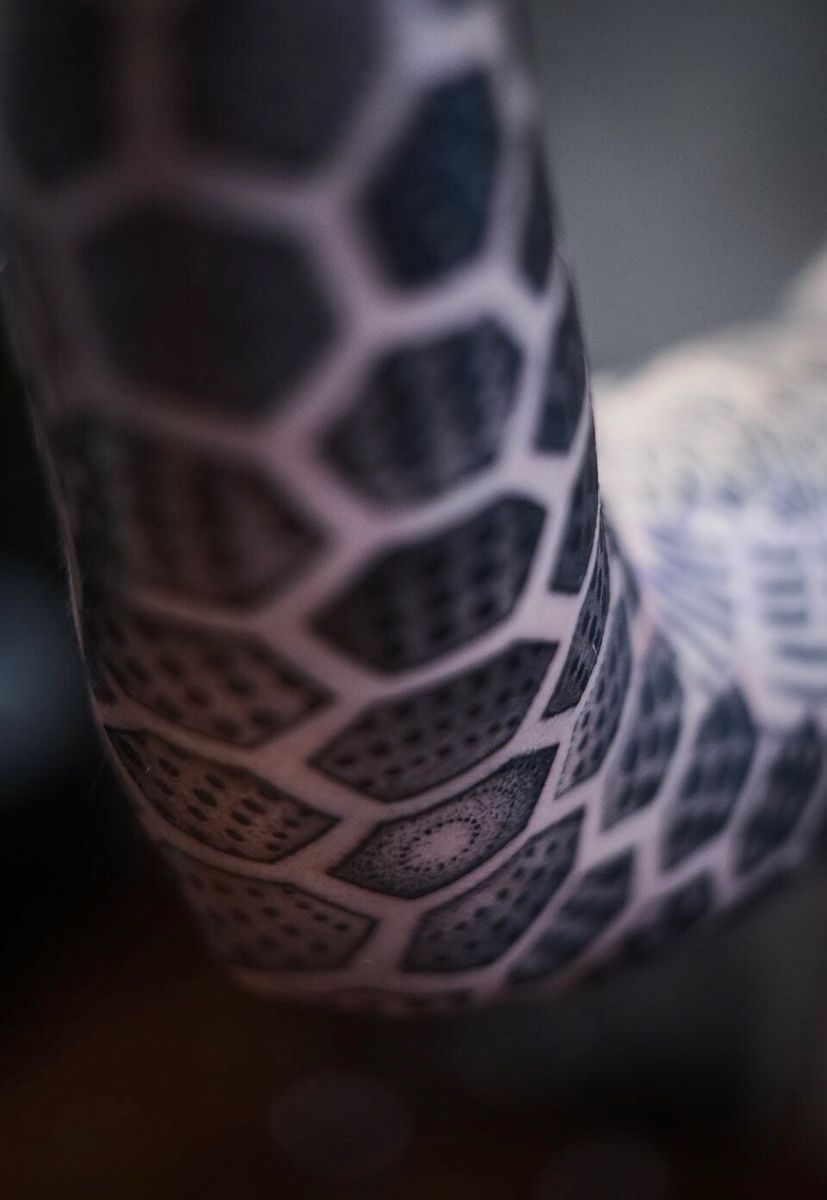 Tattoo uploaded by Dillon Forte • Close up of the double hex grid ...