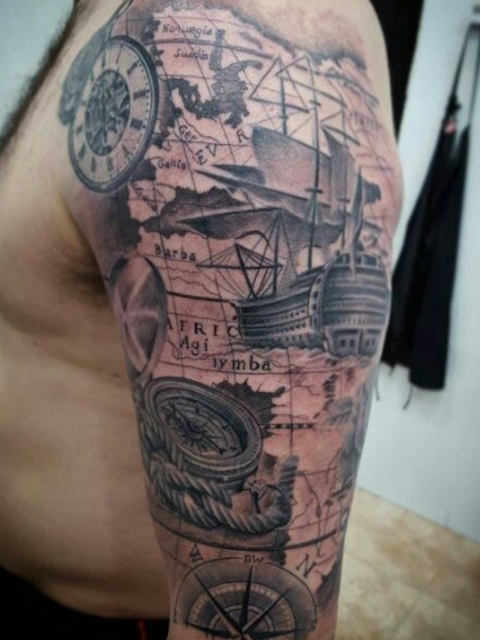 Pirate Map Tattoo Sleeve