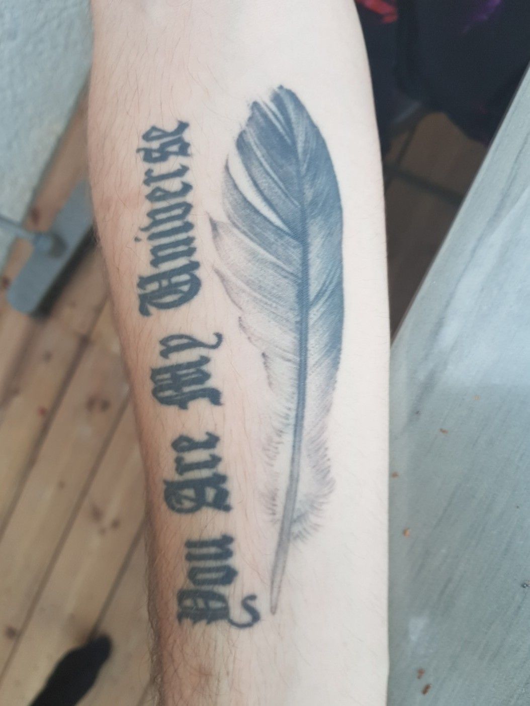 Feather Tattoo With Writing