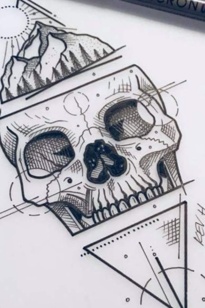 Tattoo uploaded by Aaron Ainscow • Skull lines work • Tattoodo