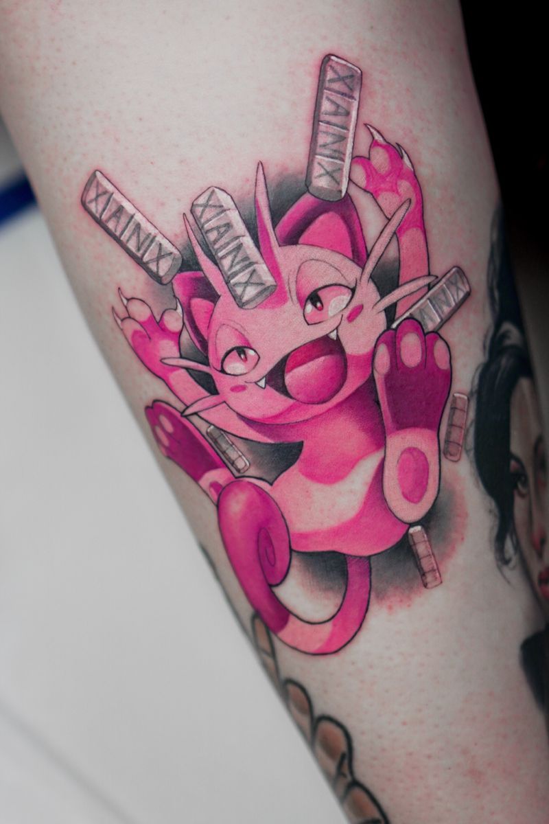 Tattoo uploaded by Steven Compton • Anxious Meowth. • Tattoodo