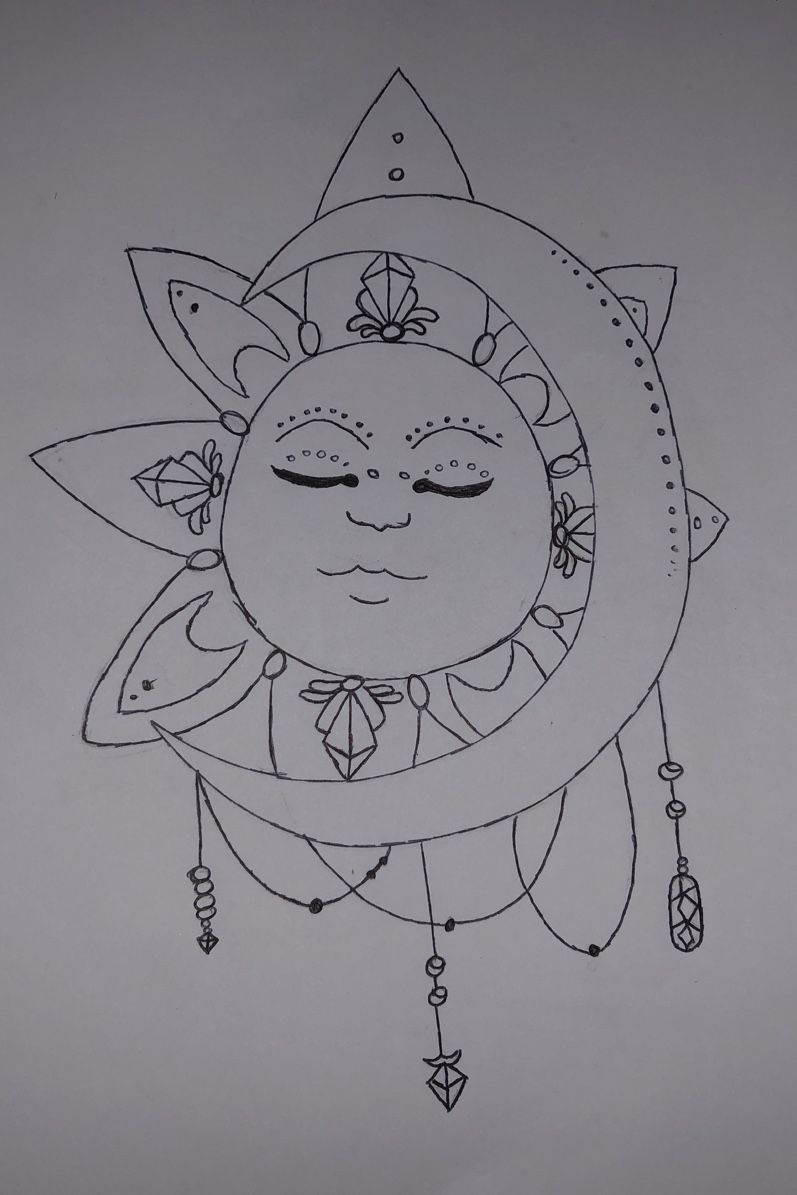 Easy Sun And Moon Drawing