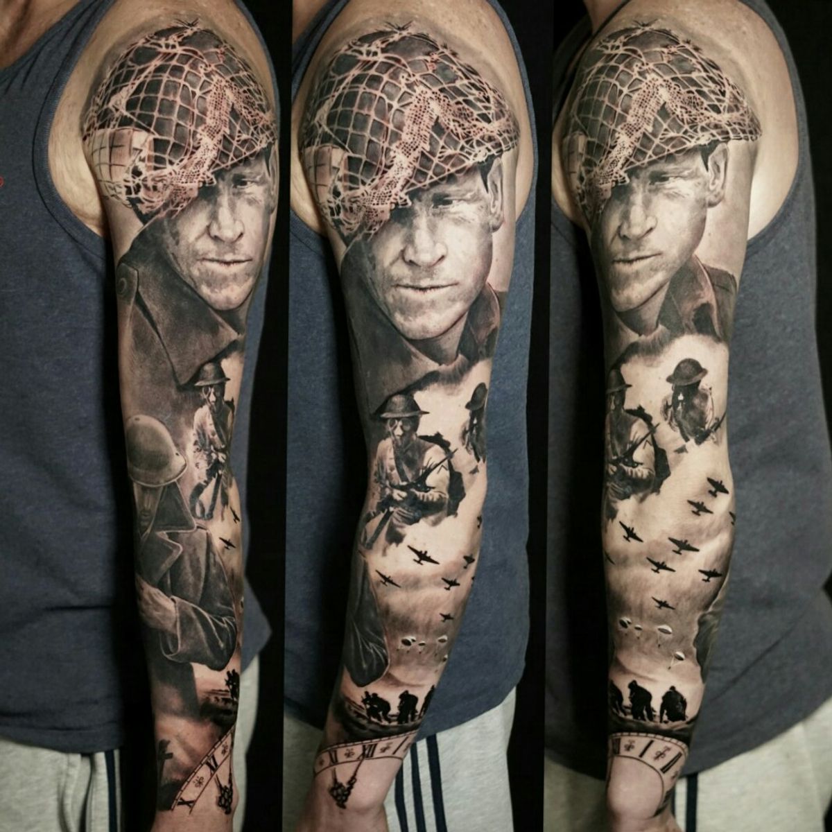 Tattoo uploaded by Alo Loco Tattoo • WW1 and WW2 full sleeve tattoo www ...