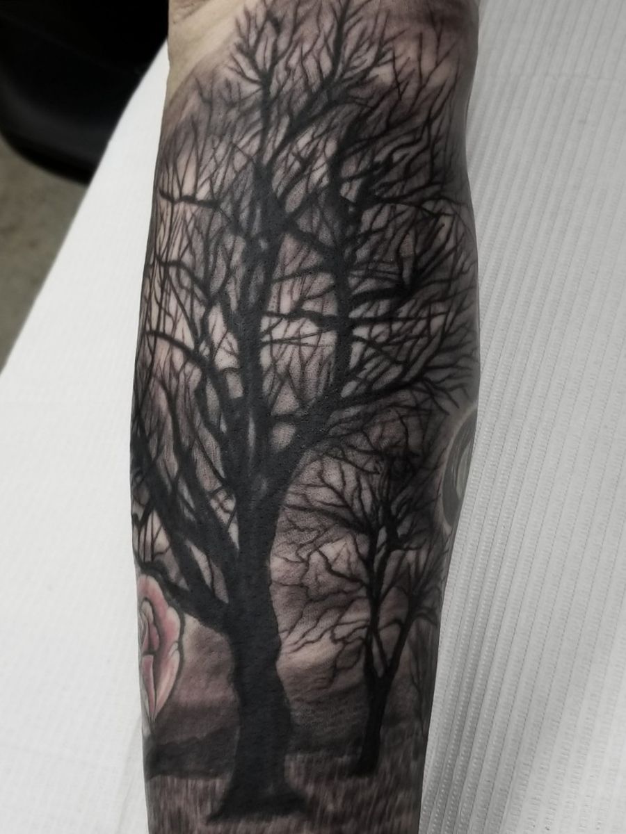 Tattoo uploaded by Rick Levenchuck • Spooky tree filler. #tree # ...