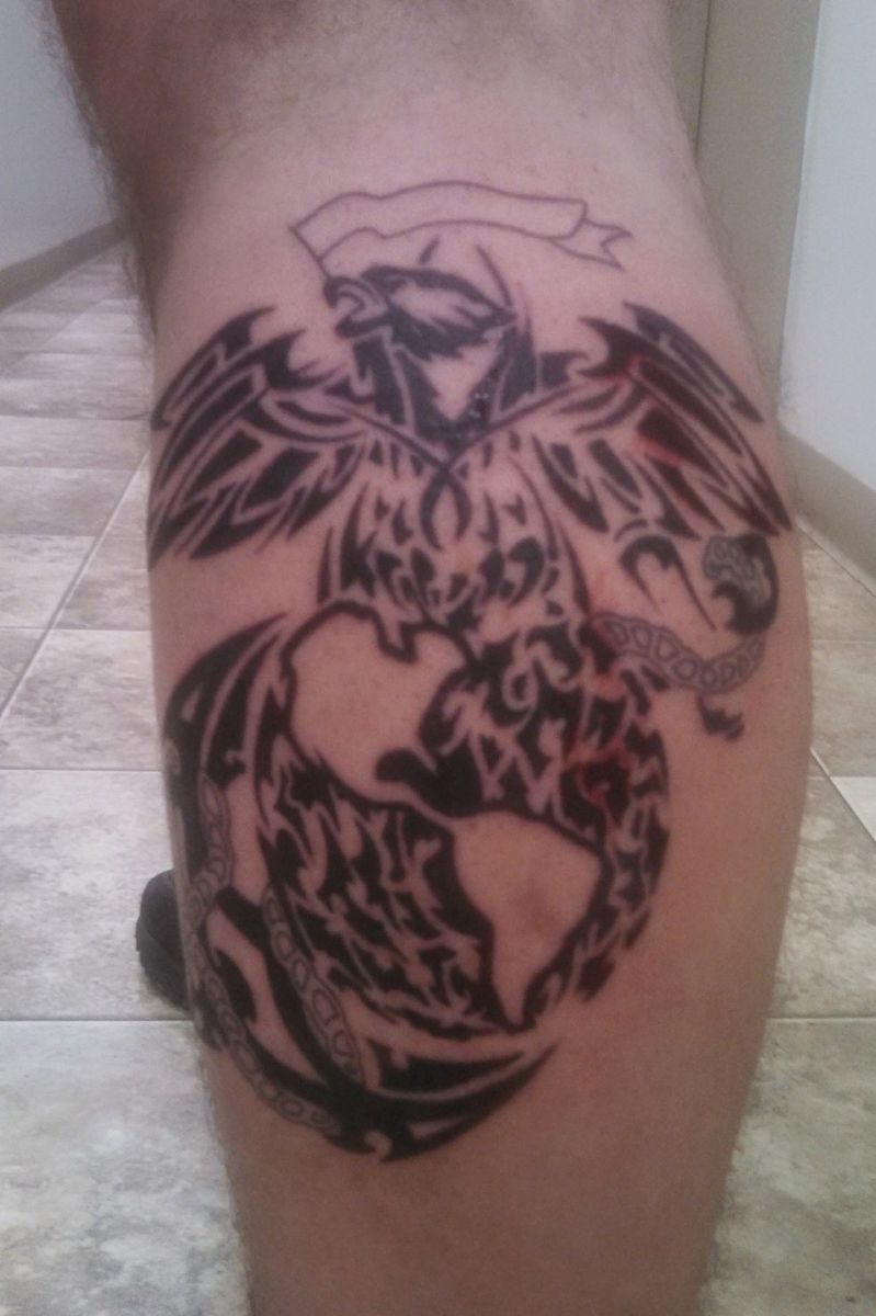 Tattoo uploaded by Jason Stahl • Tribal EGA. Eagle Globe and Anchor ...