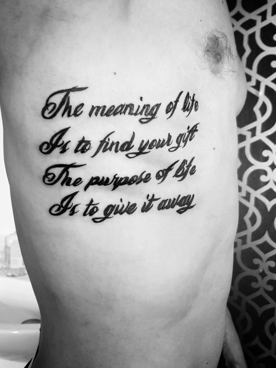 Tattoo uploaded by Sam Parkinson • Script on ribs • Tattoodo
