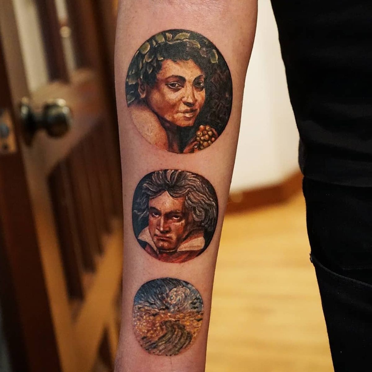 Tattoo uploaded by Ksu Arrow • 3 circles Caravaggio Beethoven Van Gogh ...