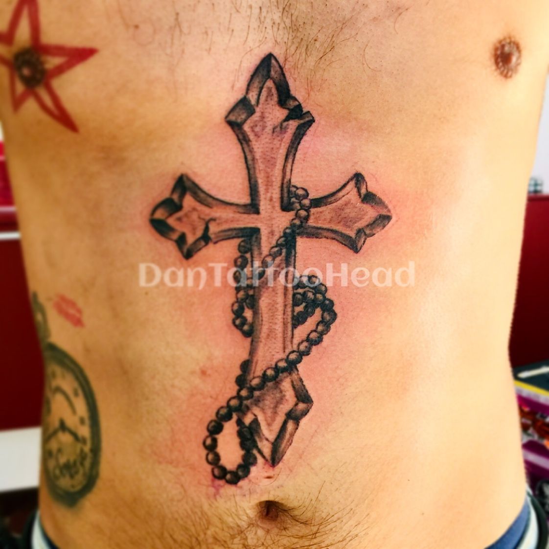 Cross And Banner Tattoo Designs For Men