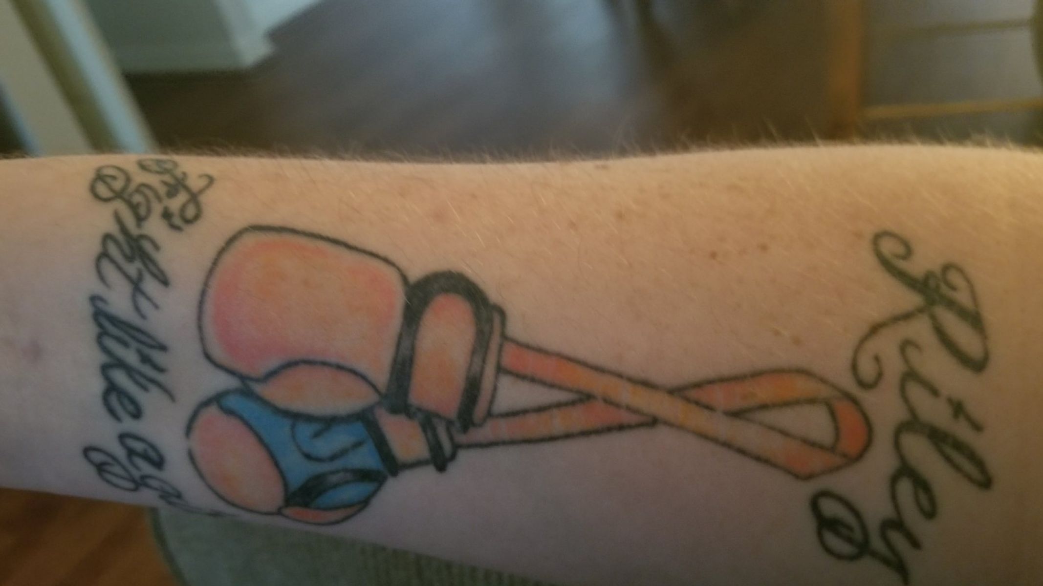 Tattoo uploaded by Jenn Riter • Leukemia ribbon and boxing gloves for ...