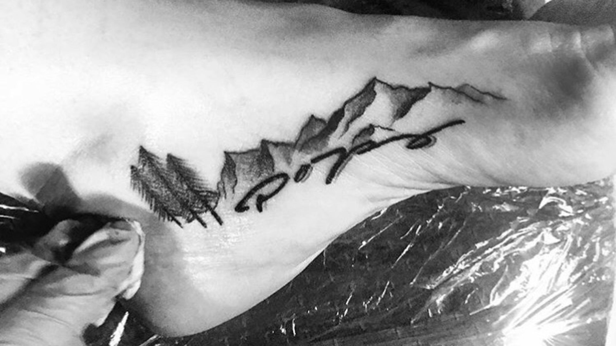 Tattoo uploaded by Edwin Sanchez • #Mountain #script #foottattoo • Tattoodo