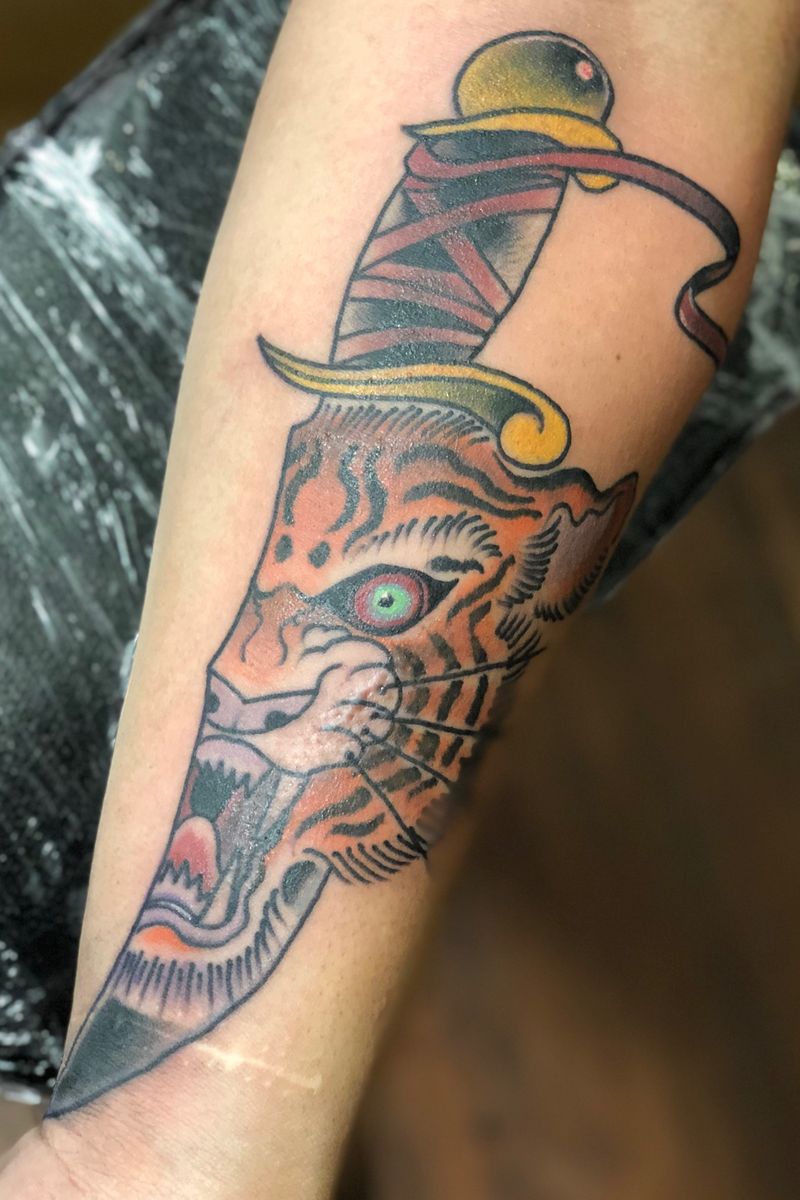 Tattoo uploaded by dibold • Tiger Dagger Over Scars! Awesome Guest in ...