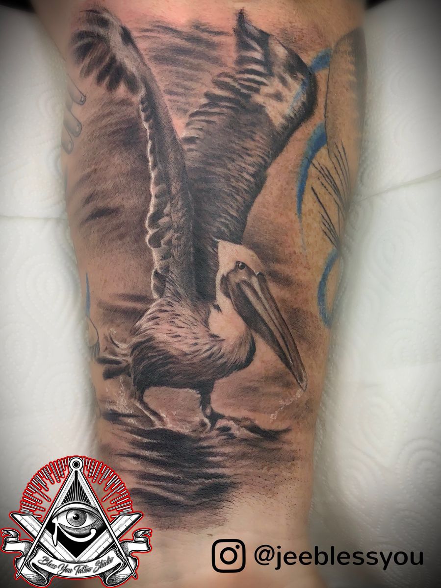 Tattoo uploaded by Bless You Tattoo Studio Phuket • Realistic Pelican ...
