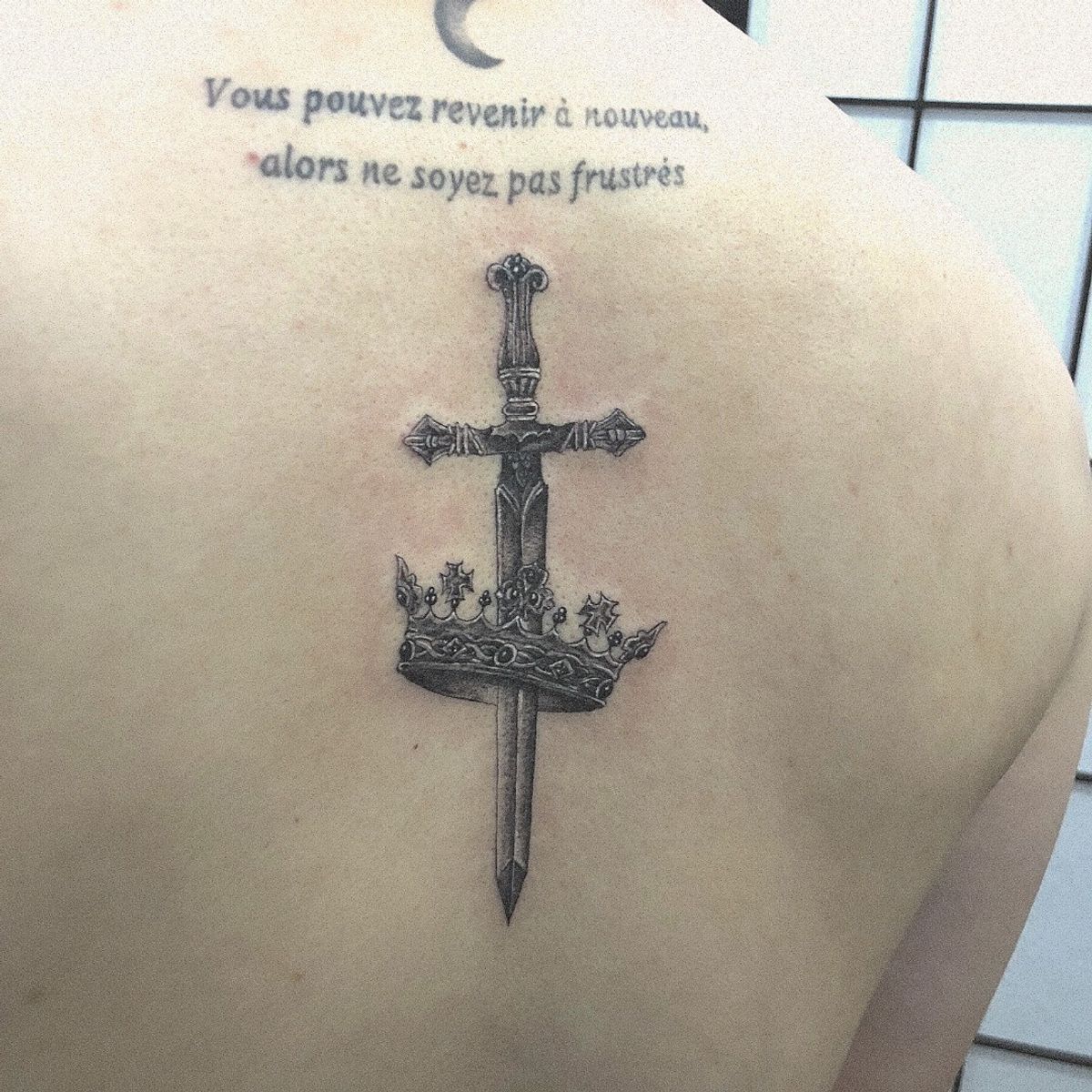 Tattoo uploaded by Kid_tattooer • #sword #crown #linework • Tattoodo