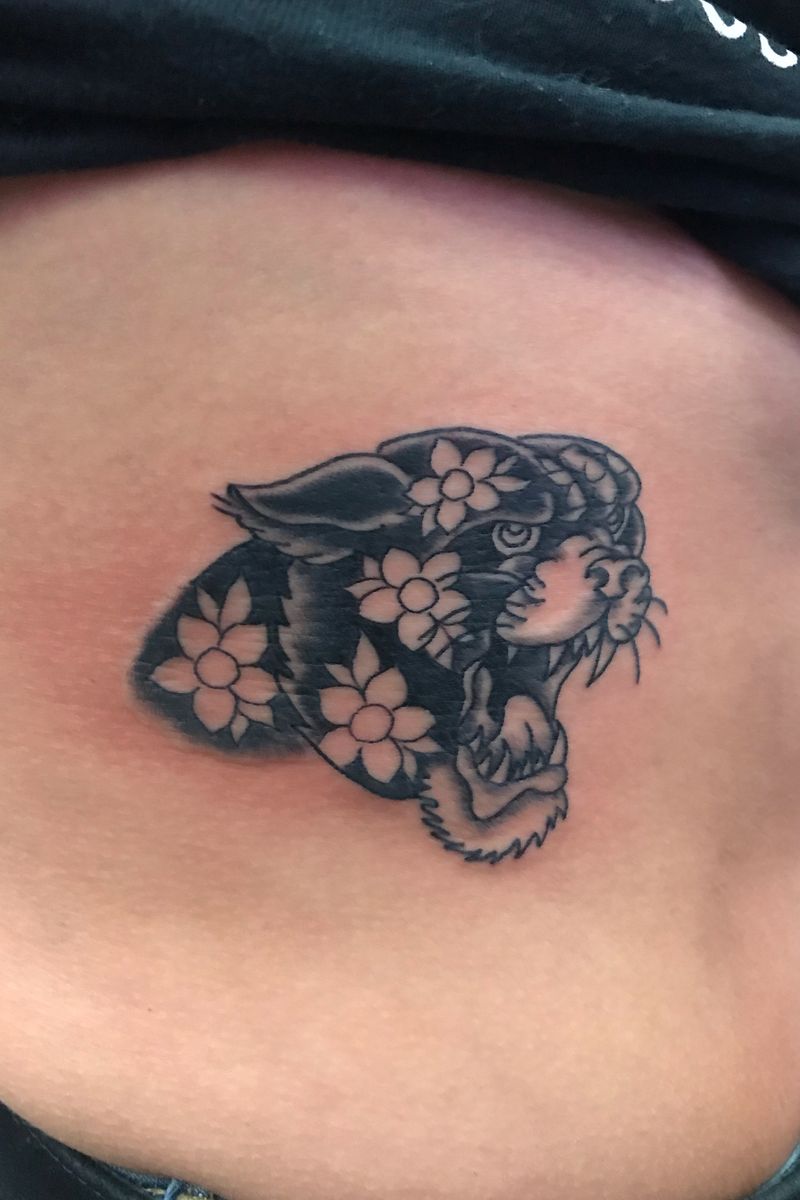 Tattoo uploaded by Frosty • Panther #bigcat #panther #flower # ...