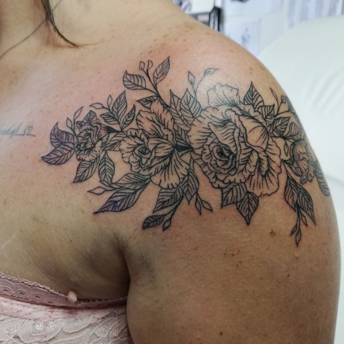 Tattoo uploaded by Chanel Prinsloo • Floral line work tattoo # ...