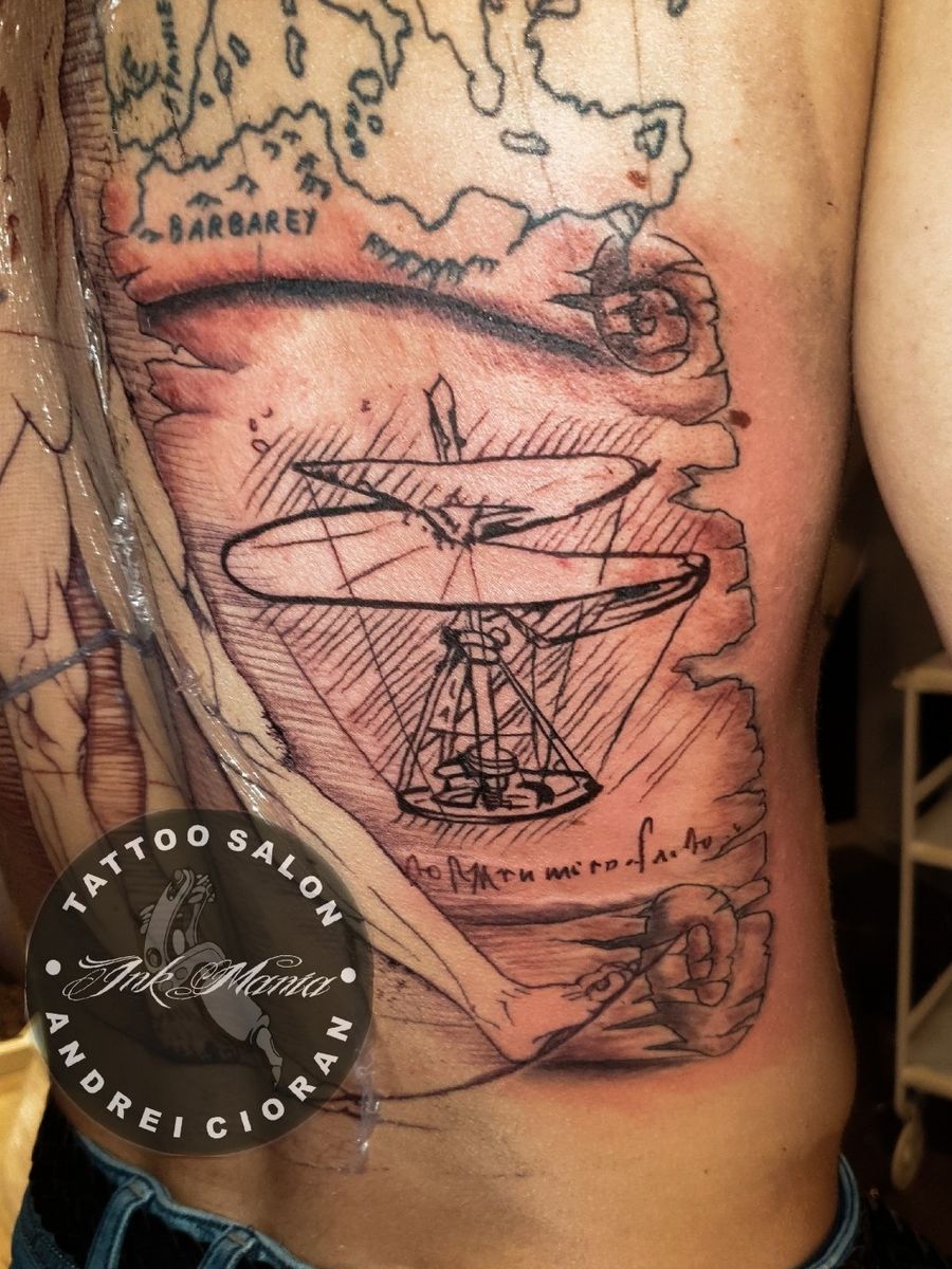 Tattoo uploaded by INK MANIA TATTOO SALON • DaVinci's helicopter • Tattoodo