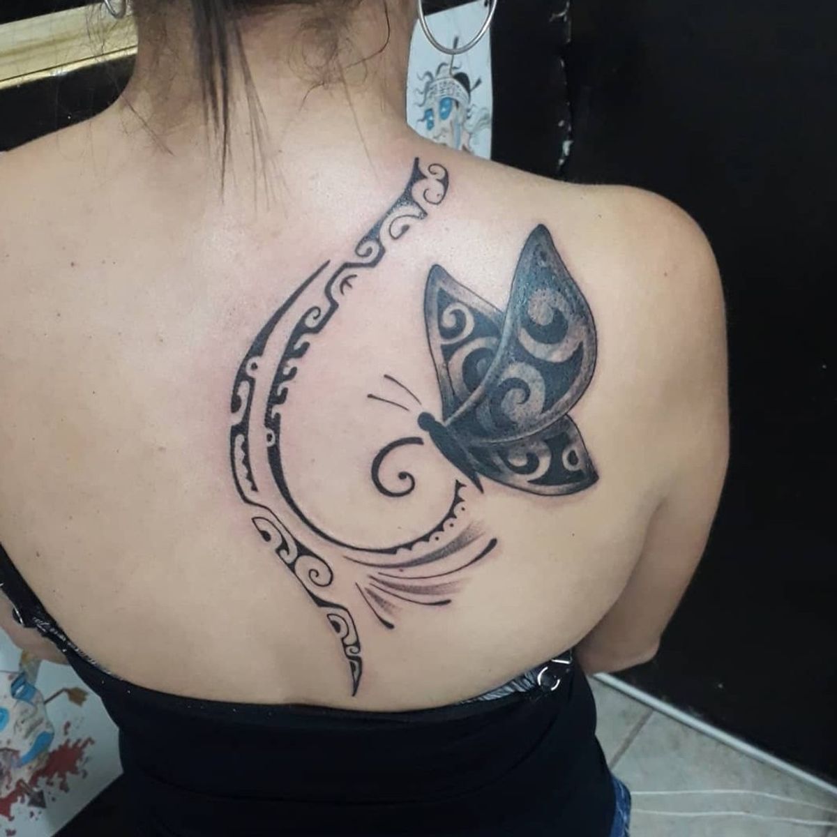 Tattoo uploaded by Randall García • Cover up con mariposa maori # ...