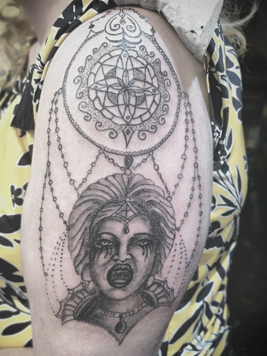 Tattoo uploaded by Whiskey & Ink Tattoo • Vampire mandala, top arm ...
