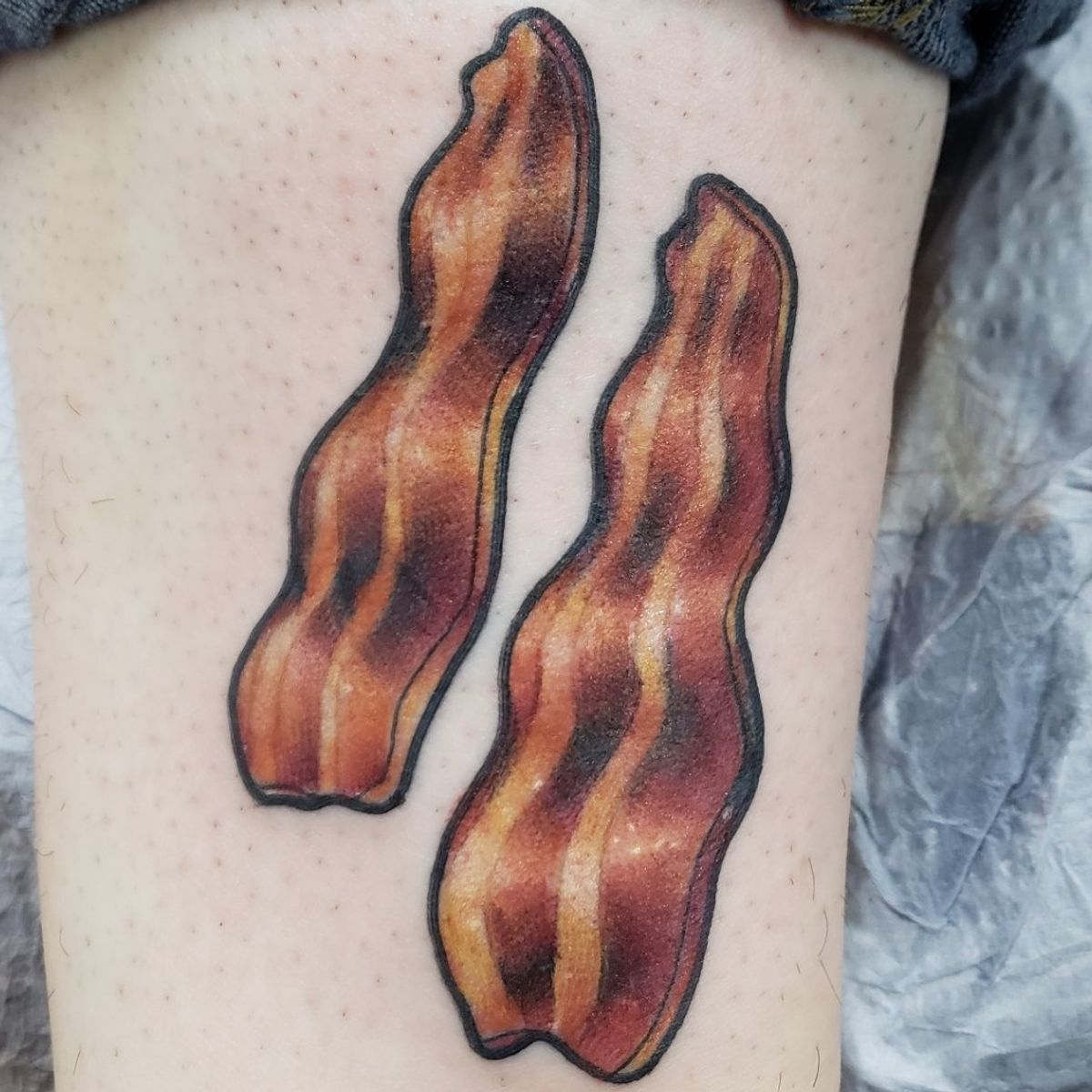 Tattoo uploaded by Sean Kane • Bacon emoji party. #baconemoji#bacon# ...