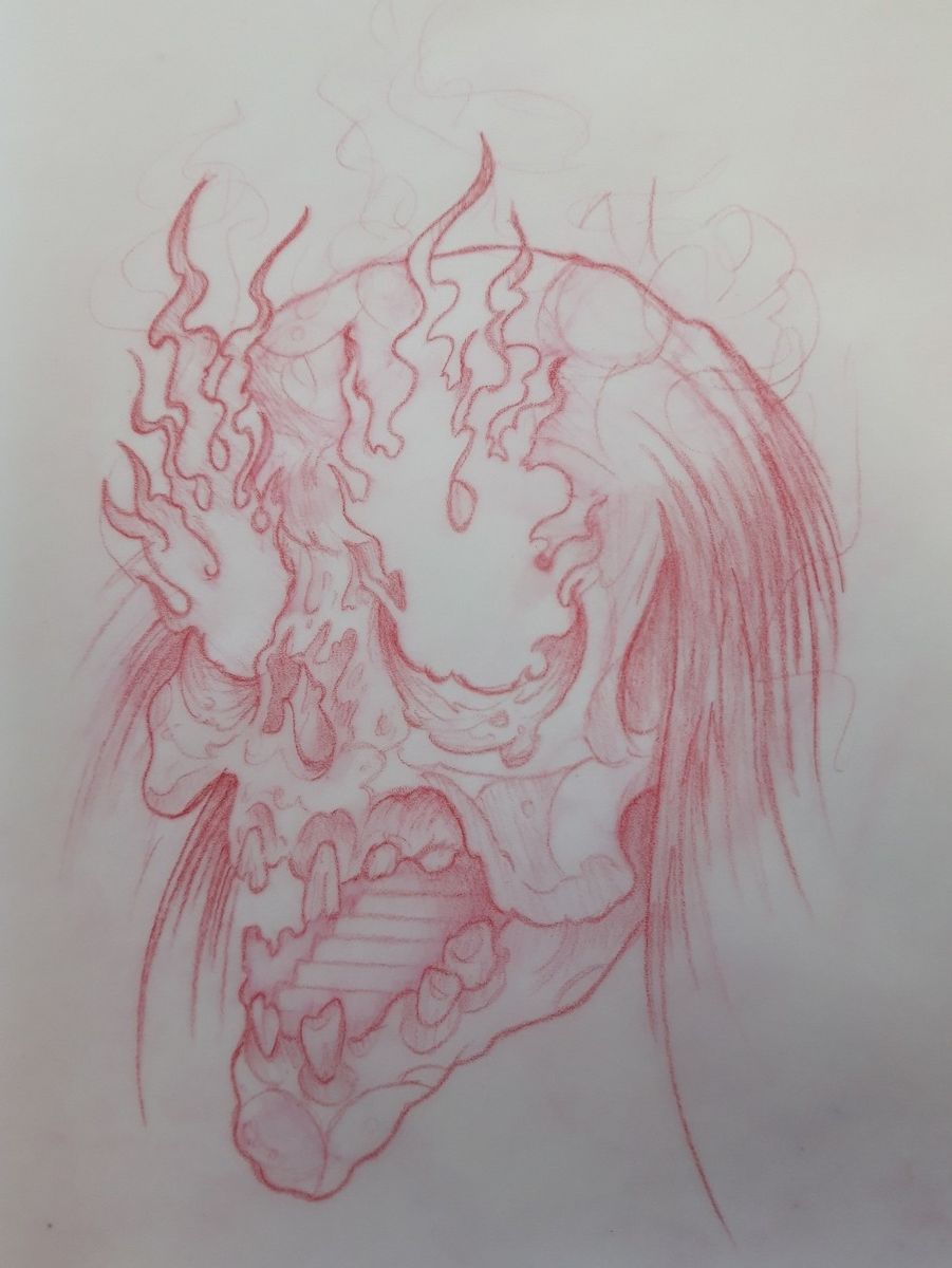 Tattoo uploaded by Adam Whall • Flaming eyed, neo-trad skull available ...