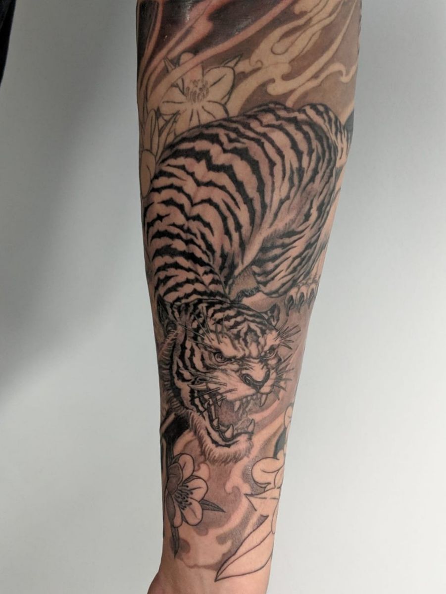 Tattoo uploaded by Cloud Serpent Studios • Tiger forearm sleeve done by ...