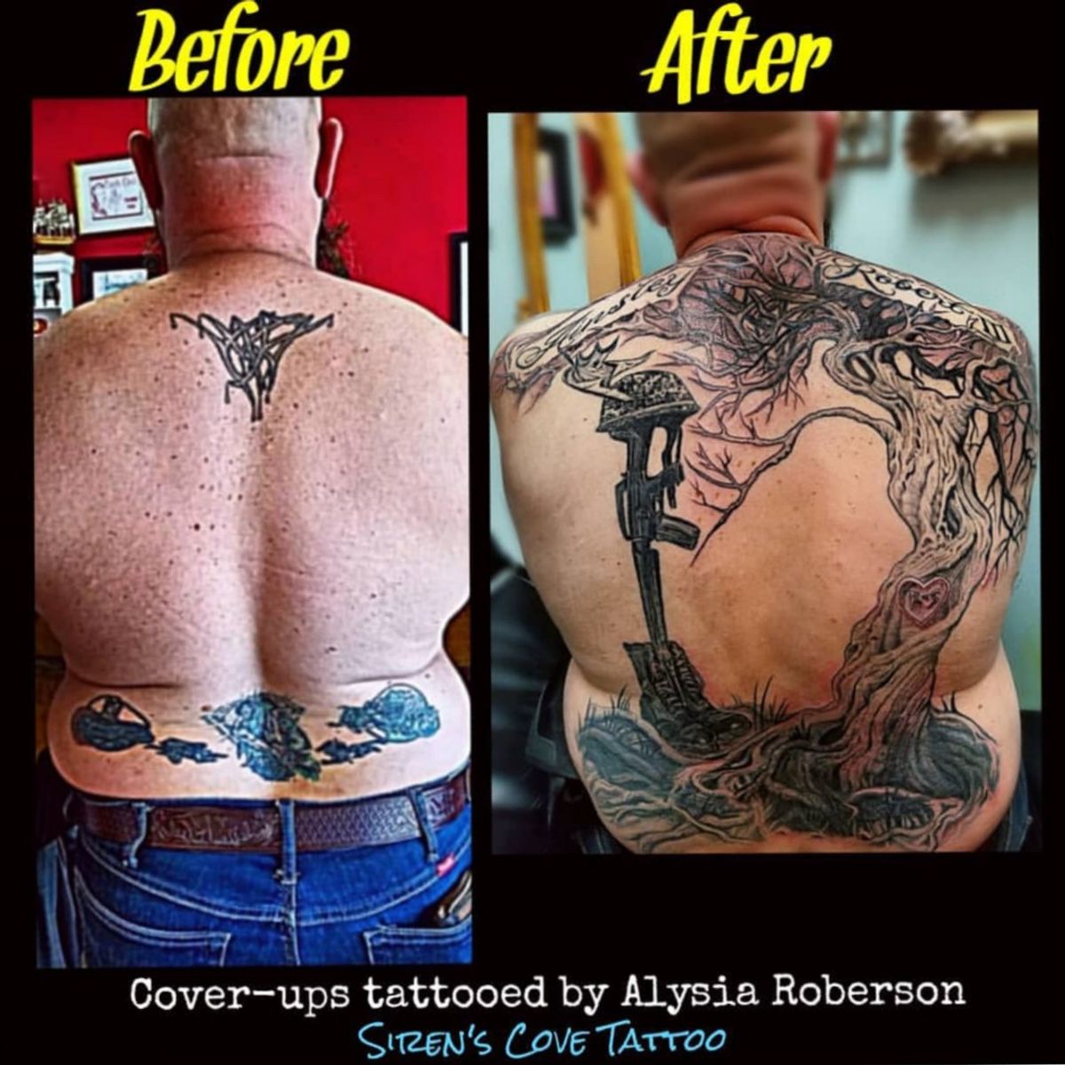 Tattoo uploaded by SC Tattoo Alysia Roberson Greenville Mauldin • Cover-up backpiece tattoo by ...