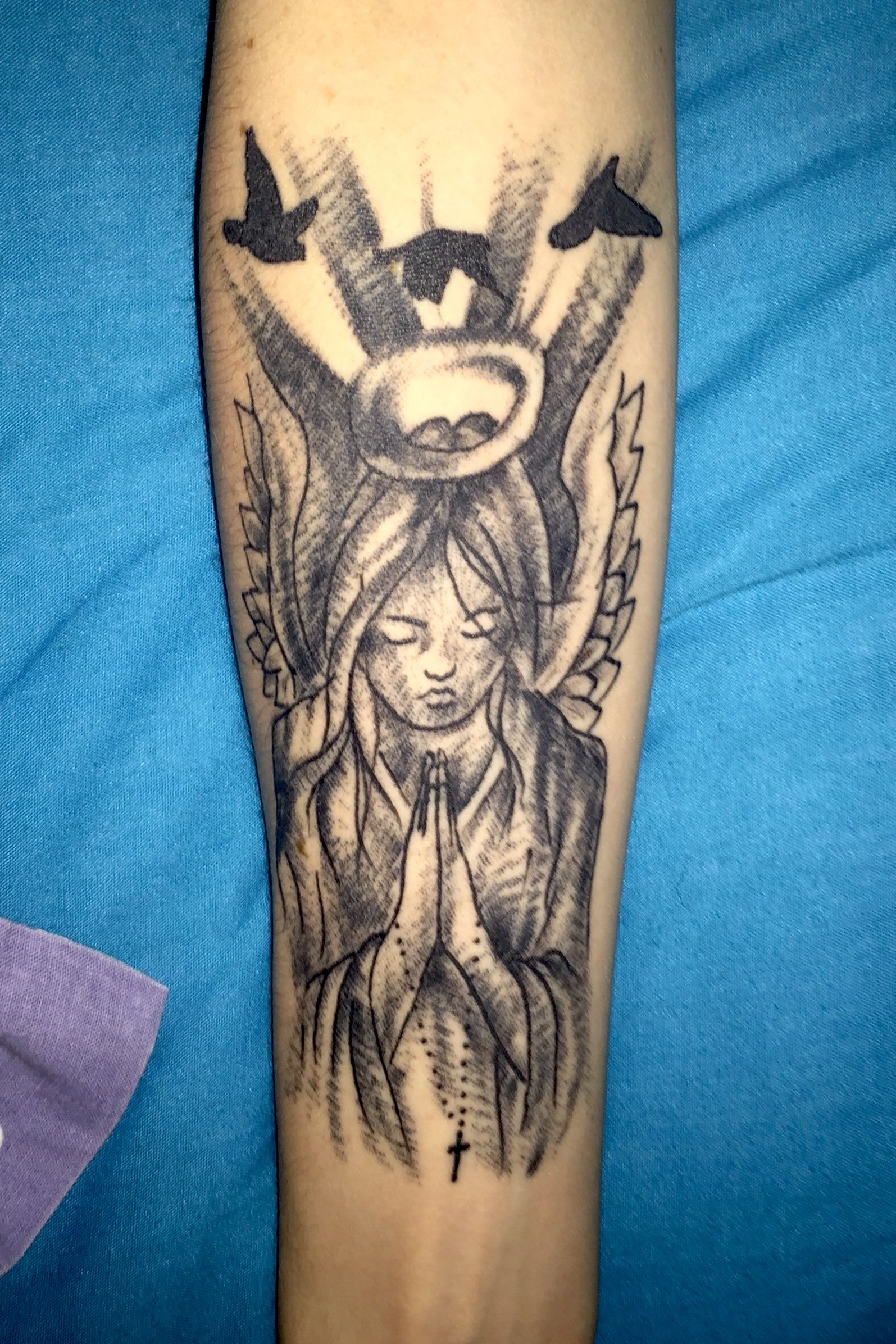 Praying Angel Forearm Tattoos