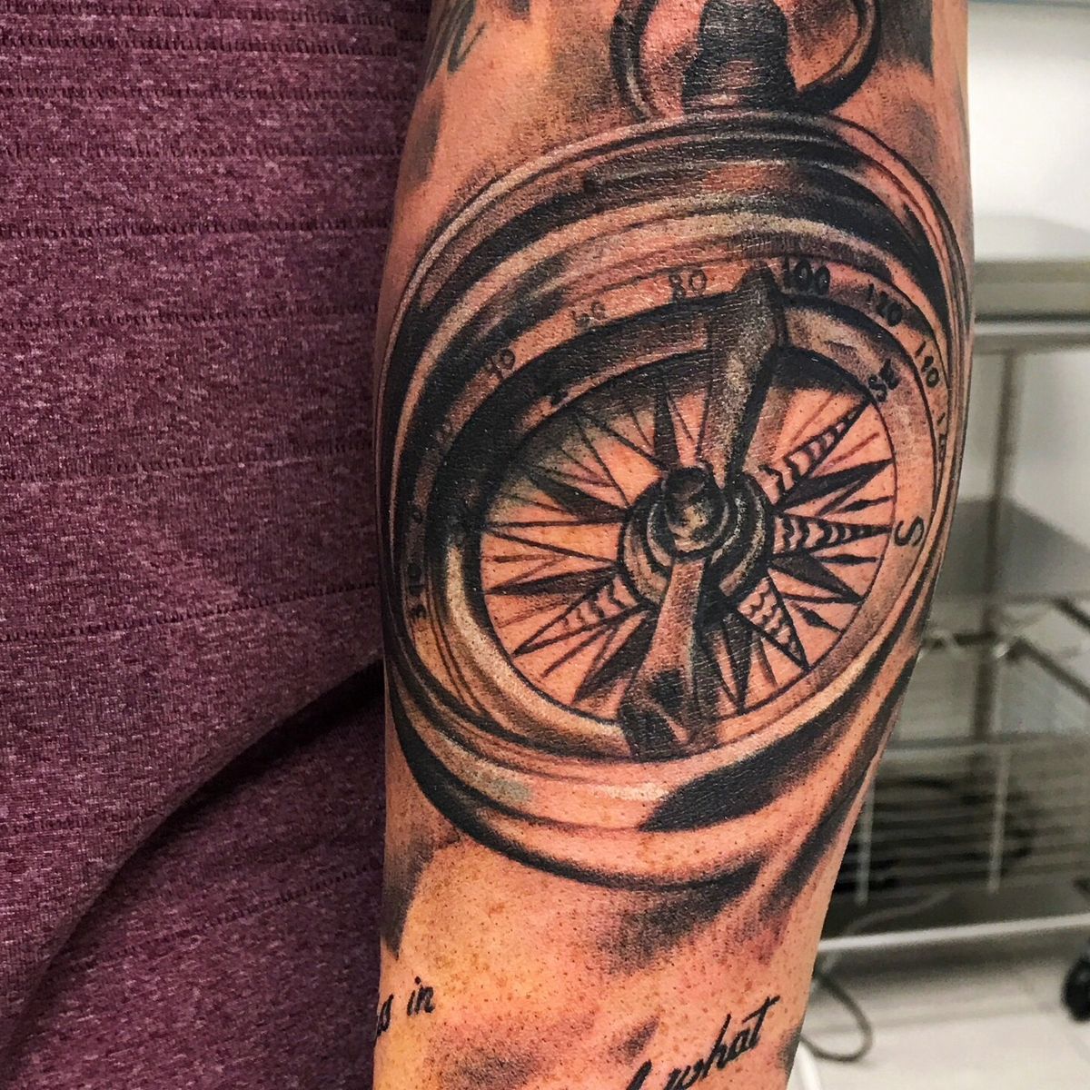Tattoo uploaded by Platinum Tattoo • Soft Black and Grey compass ...