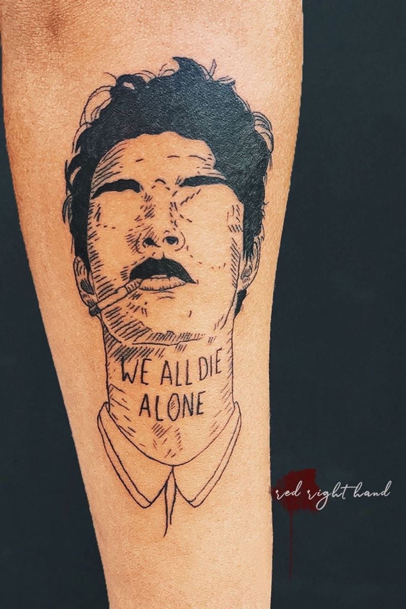 Tattoo uploaded by Red Right Hand Tattoos • We All Die Alone Design ...