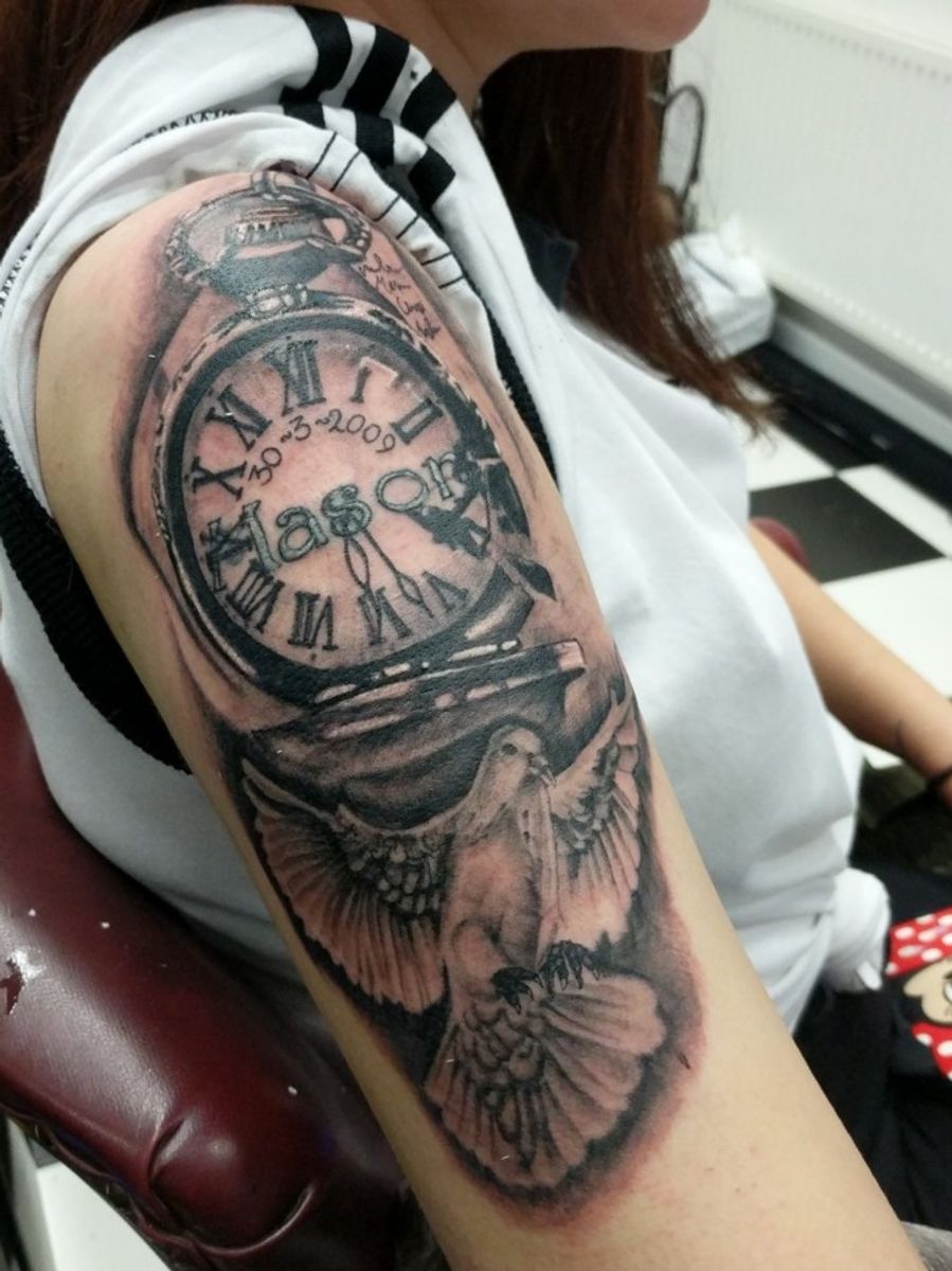 Tattoo uploaded by Rick Gibson • Clock and dove by Rick • Tattoodo