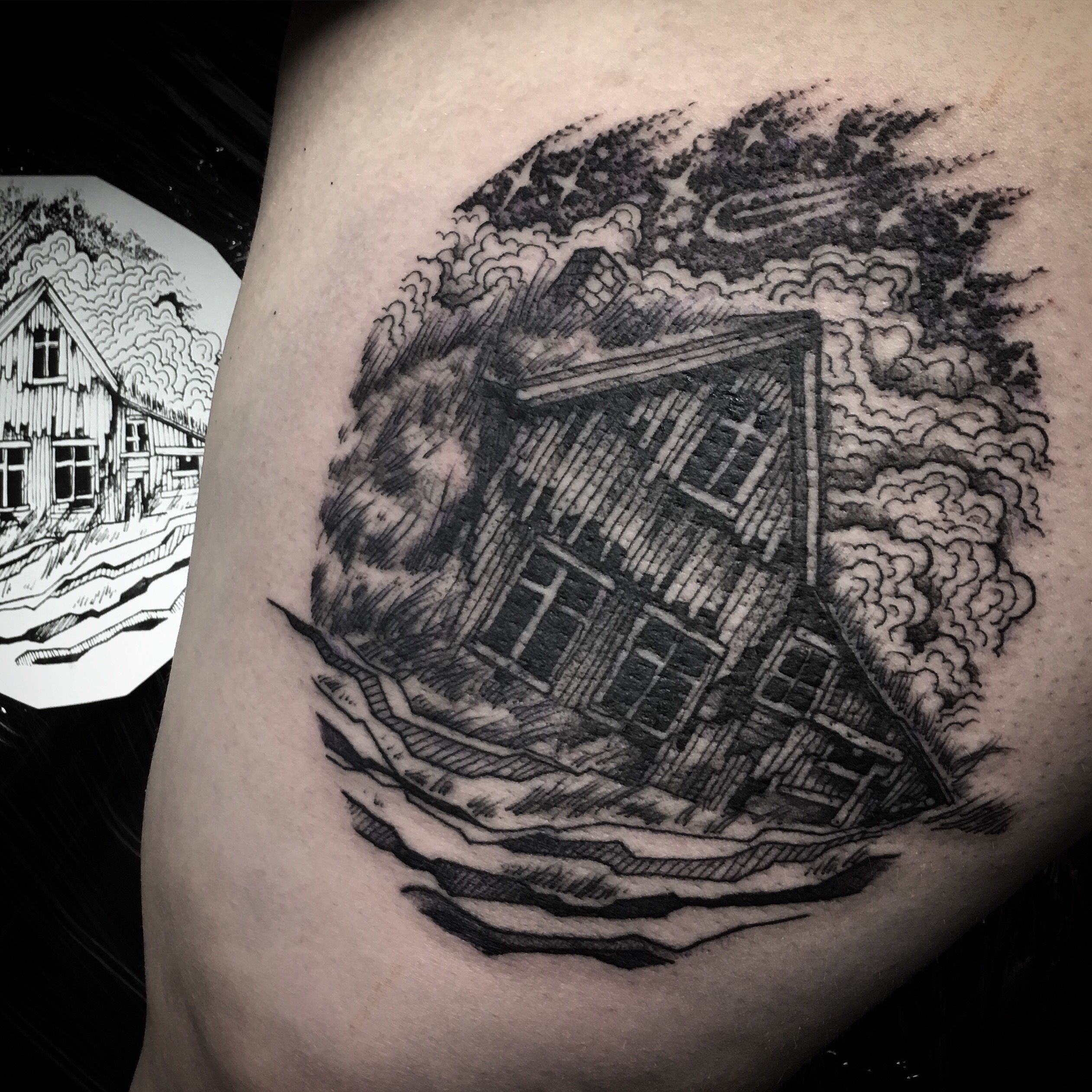 Log cabin tattoo - Bronctattooaus.com