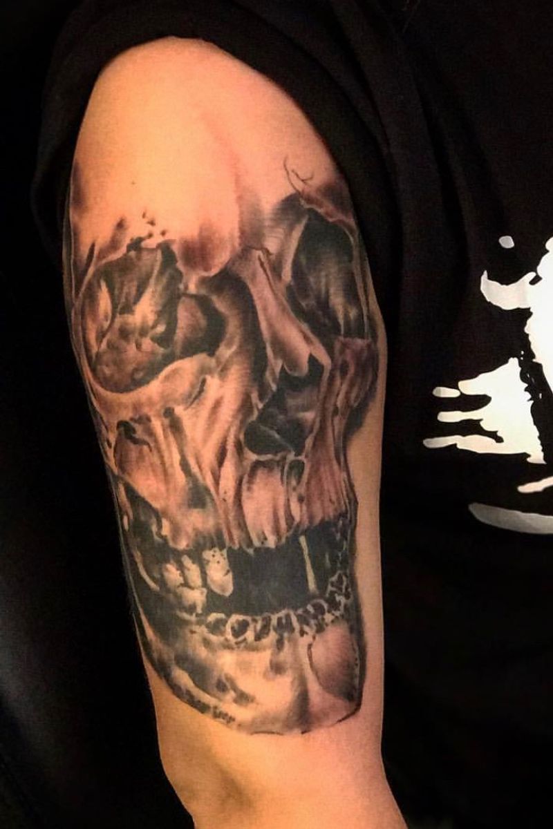 Tattoo uploaded by Mike Dowdall • WIP realistic skull • Tattoodo