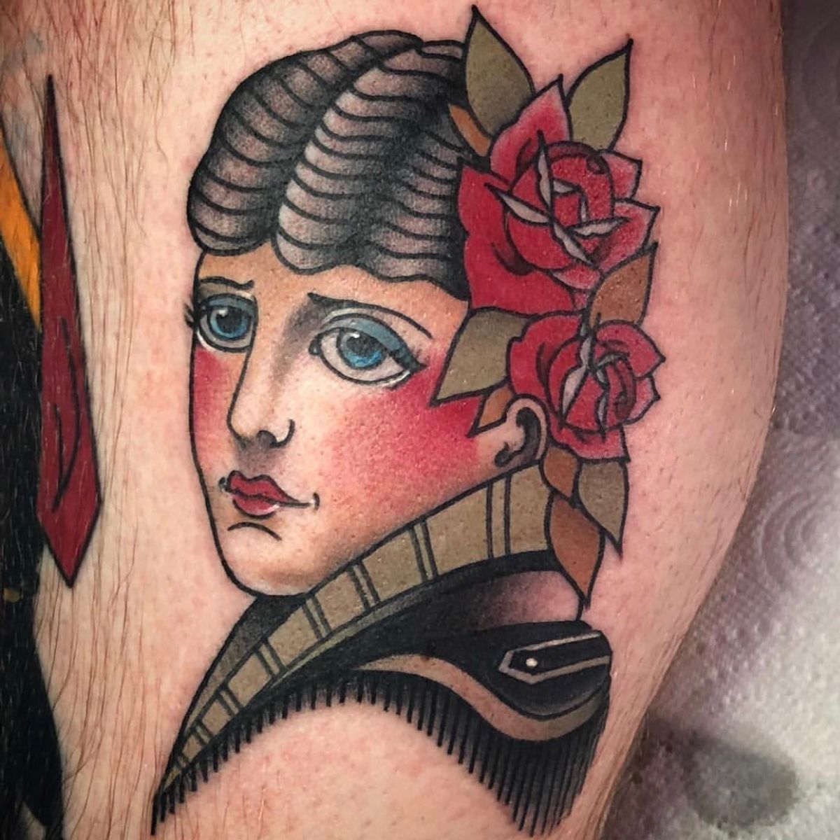 Tattoo uploaded by Vintage Inx • Traditional Lady face by ...
